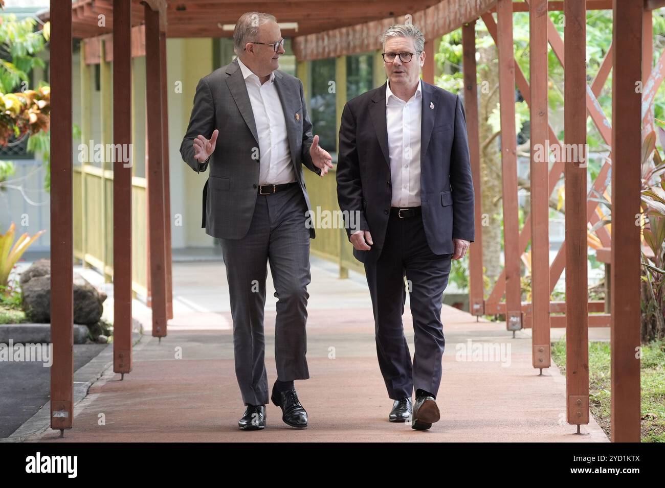 RETRANSMITTED CORRECTING DATE Prime Minister Sir Keir Starmer talking with Australian Prime ...