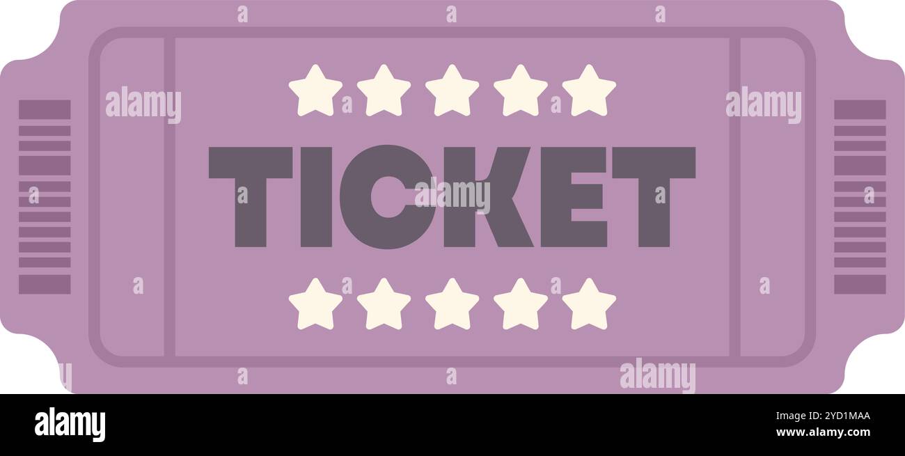 Simple purple ticket with a five star rating, perfect for indicating a ...