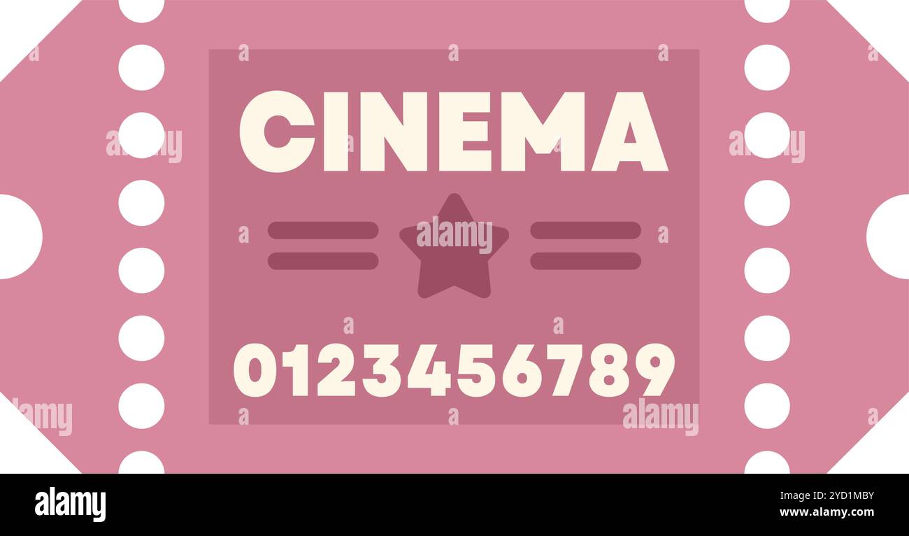 Simple pink cinema ticket for one, showing the numbers of the seat ...