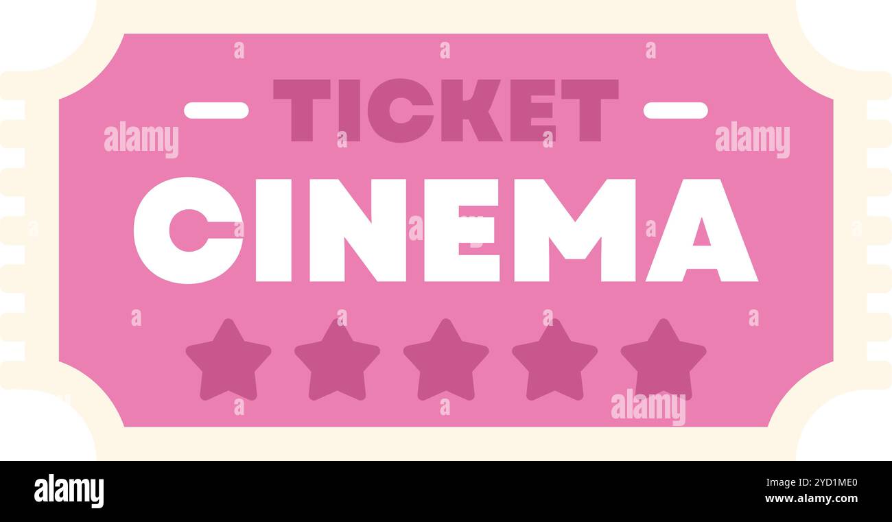 Pink cinema ticket is promising a five star experience Stock Vector ...