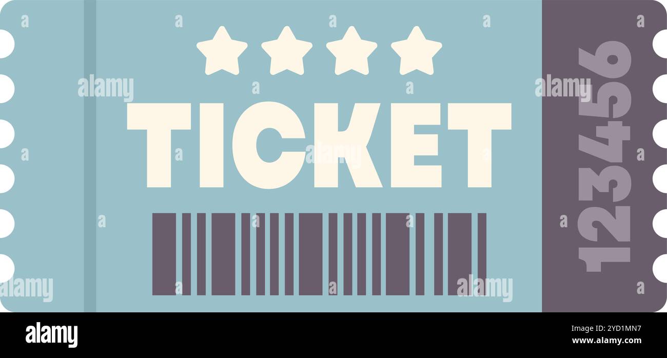 Simple blue ticket with a five star rating is waiting to be used Stock ...