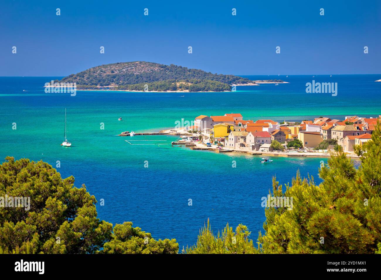 Island of Krapanj aerial panoramic view Stock Photo - Alamy