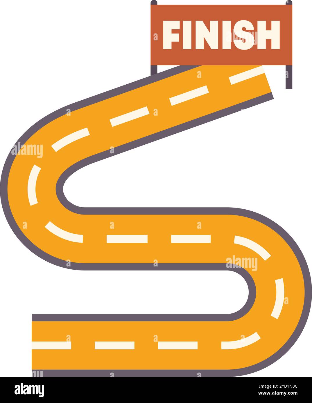 Winding road is leading to finish line, giving a concept of success ...