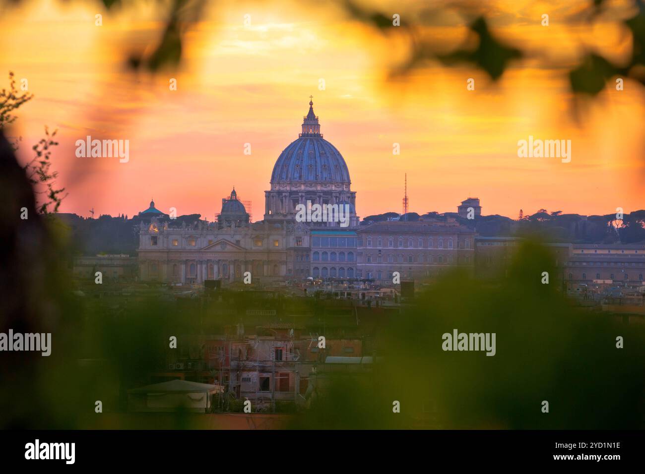 The Papal Basilica of Saint Peter and Vatican city sunset view, Rome ...