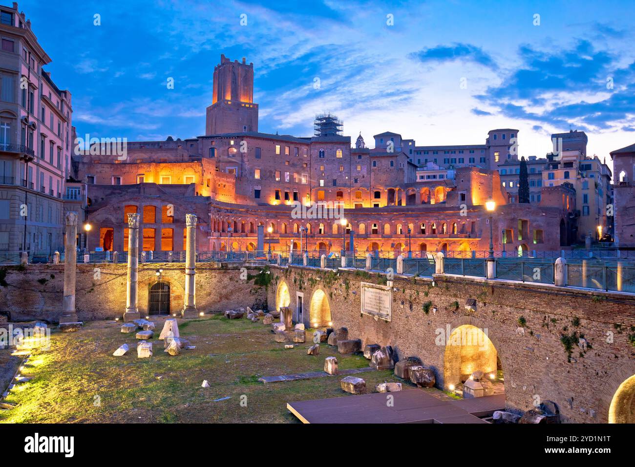Ancient Trajans market and Forum square of Rome dawn view Stock Photo ...