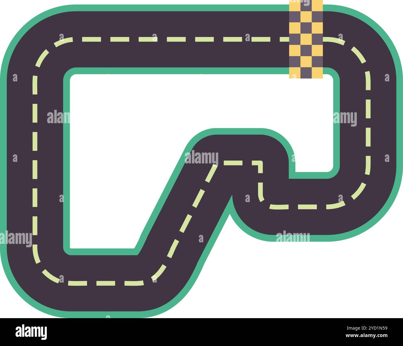 Winding race track road with start finish line marking a path to success Stock Vector Image ...