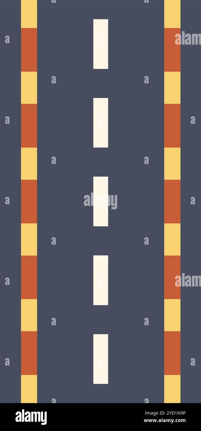 Minimalistic flat vector illustration of a straight asphalt road with ...