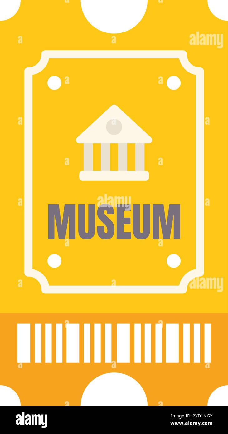 Yellow museum ticket granting access to art, history, and culture for visitors Stock Vector ...