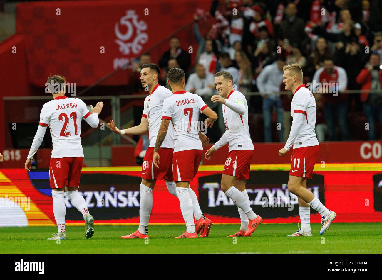 Team of Poland seen celebrating after scoring goal during UEFA Nations ...