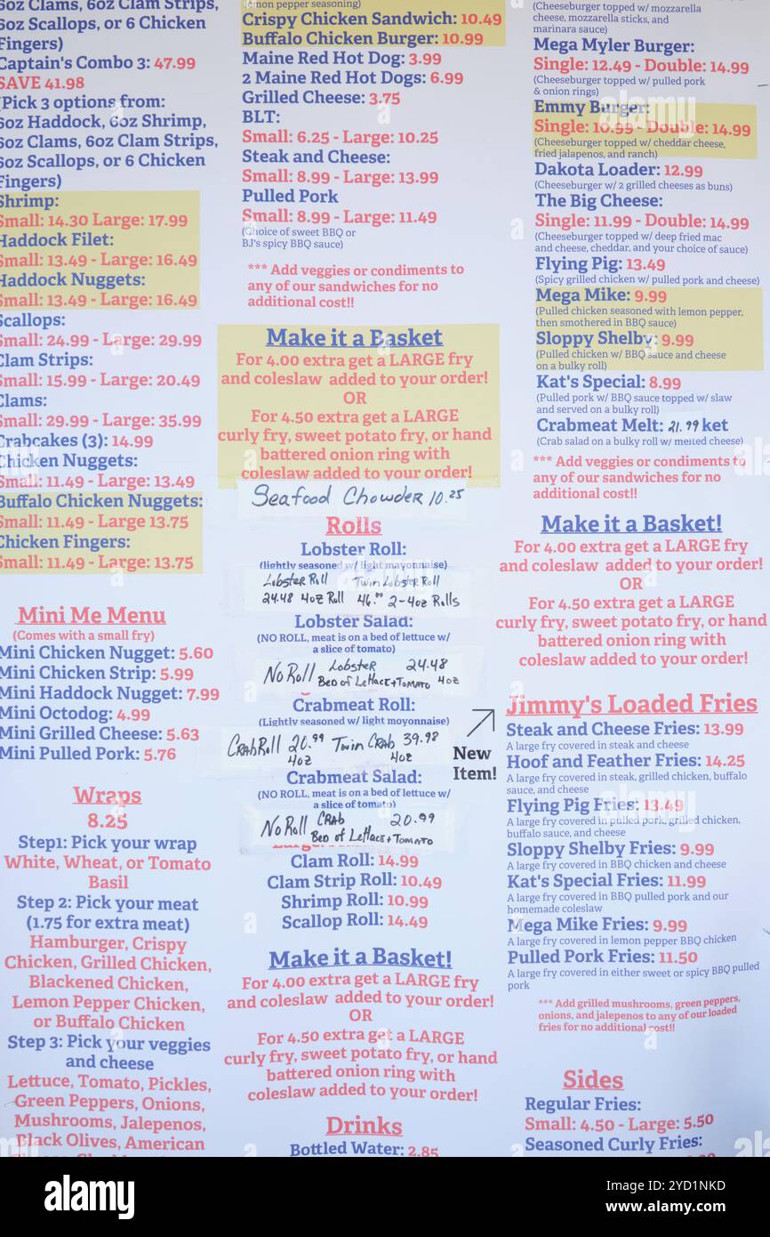 Detail view of the menu with price changes due to inflation. At ...