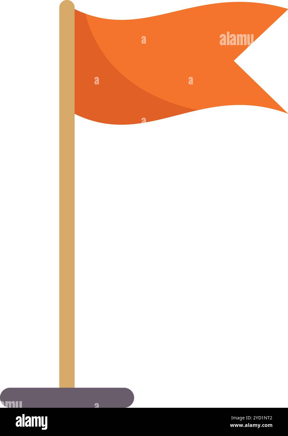Simple vector illustration of an orange flag waving from its pole Stock ...