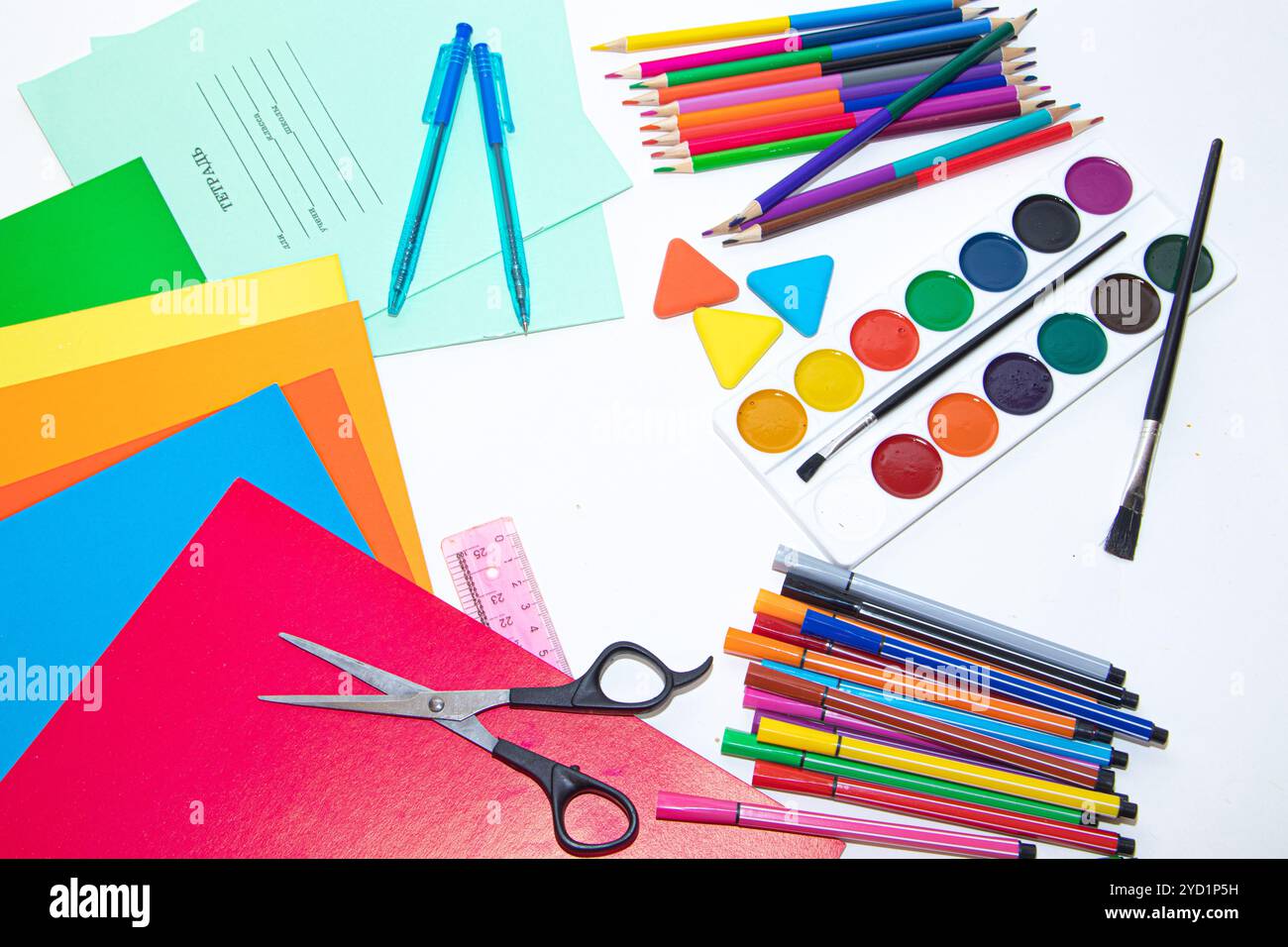 Back to school. Preparing for the school year. Stationery isolated on a ...