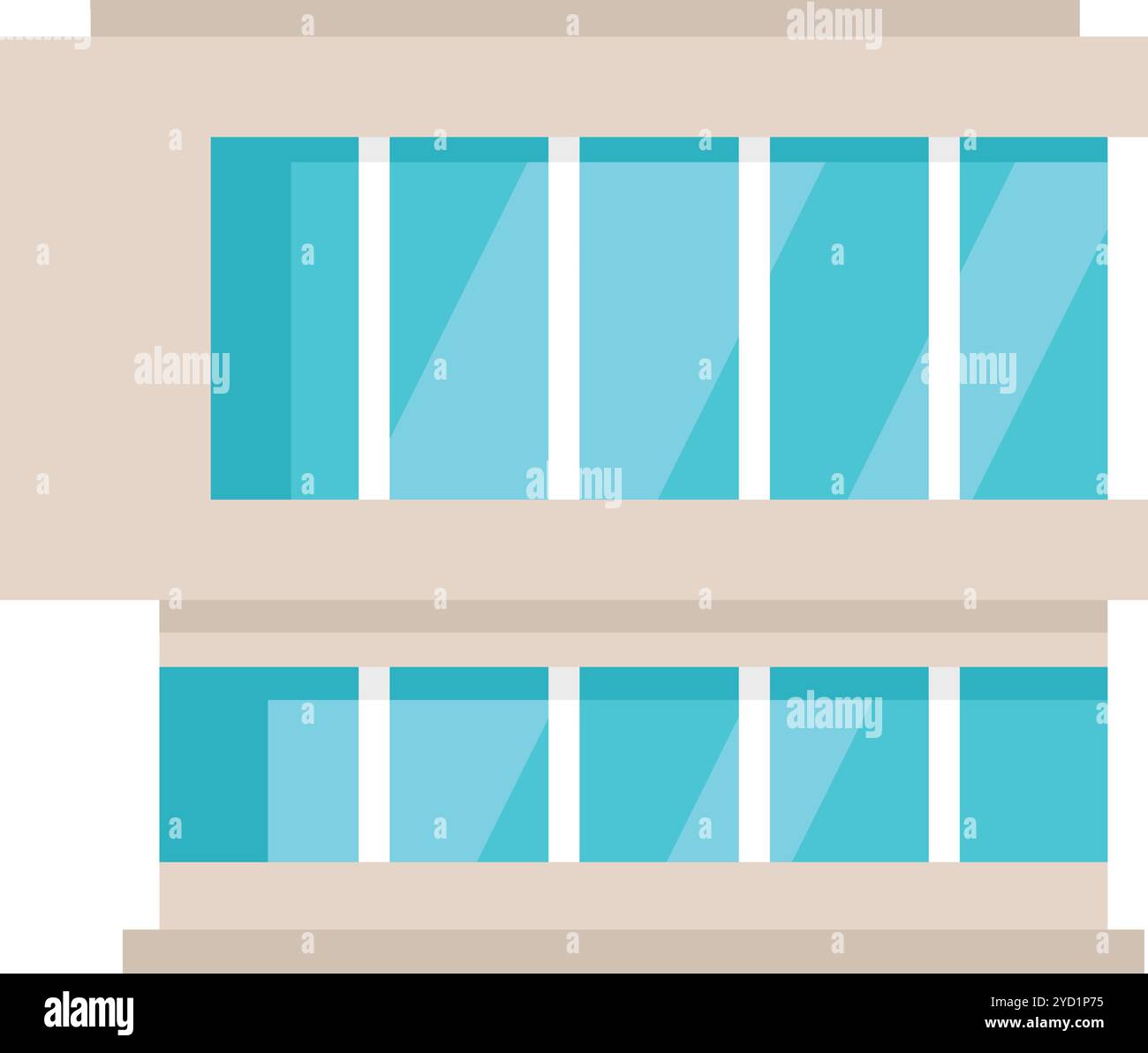 Modern office building with two floors, large windows and a minimalist ...