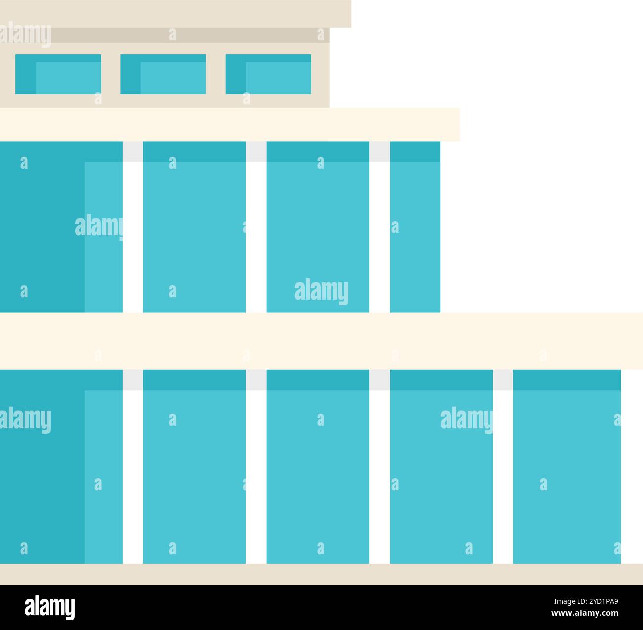 Modern office building with large glass windows stands tall and proud ...