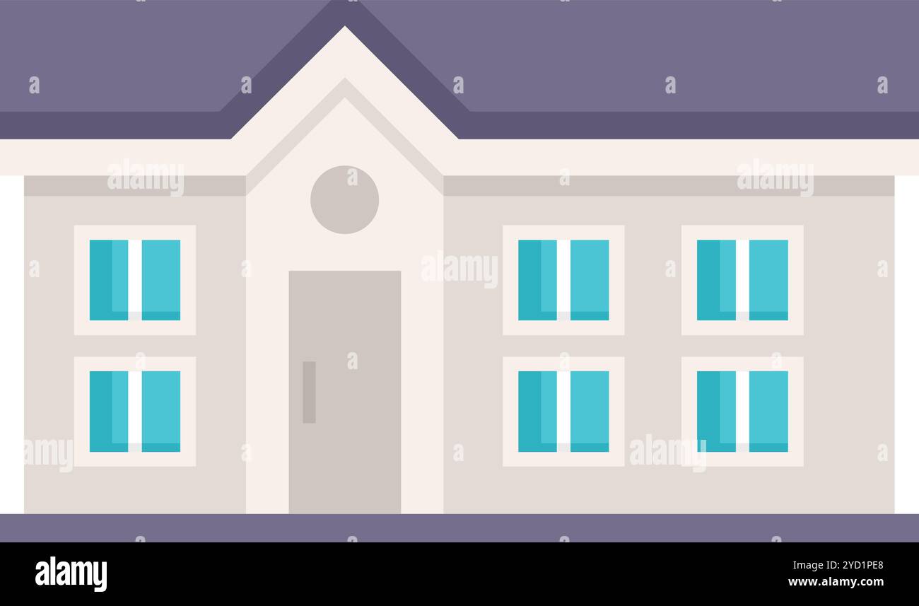 Simple modern house facade with large windows, representing real estate ...