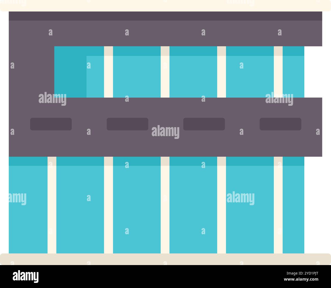 Illustration featuring a contemporary office building with a glass and ...
