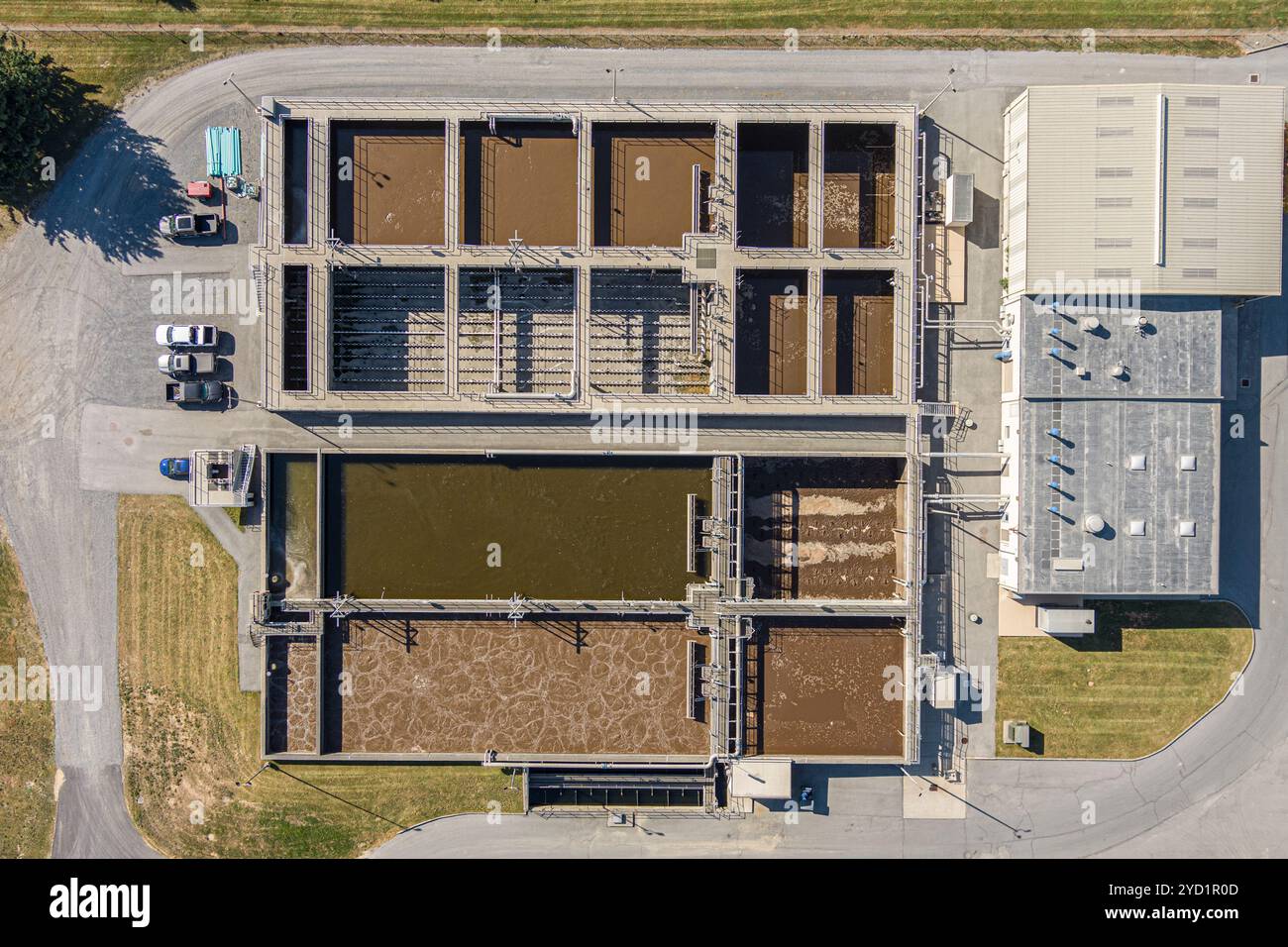 Aerial View Of Wastewater treatment Tanks, Pennsylvania, USA Stock ...