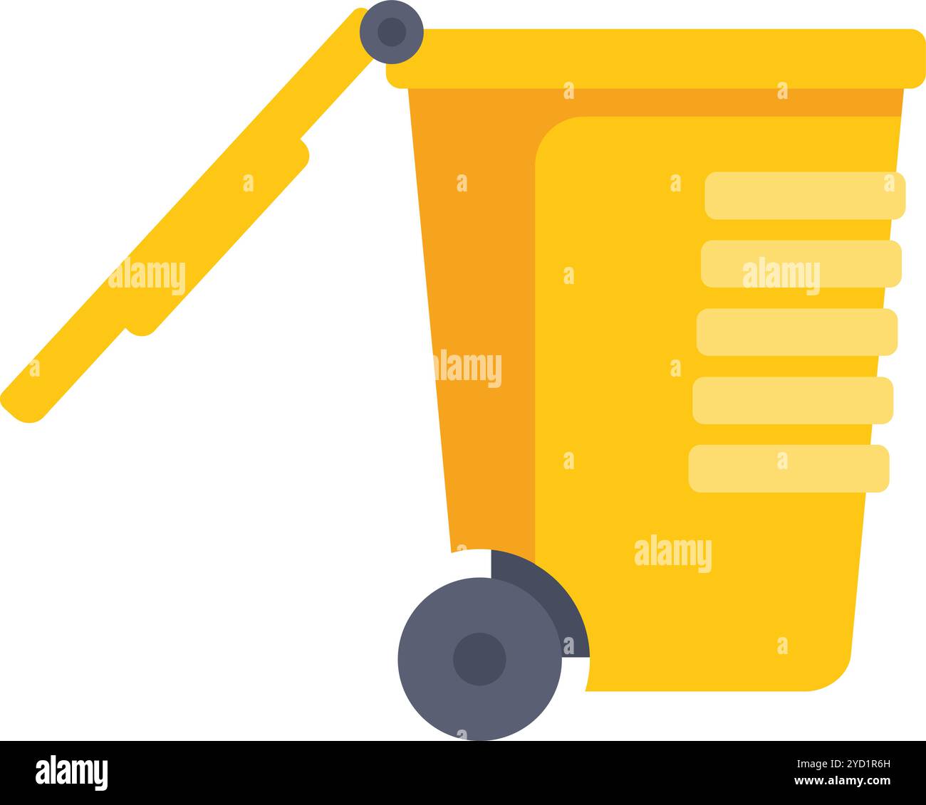 Yellow recycling bin on wheels standing with the lid open Stock Vector ...