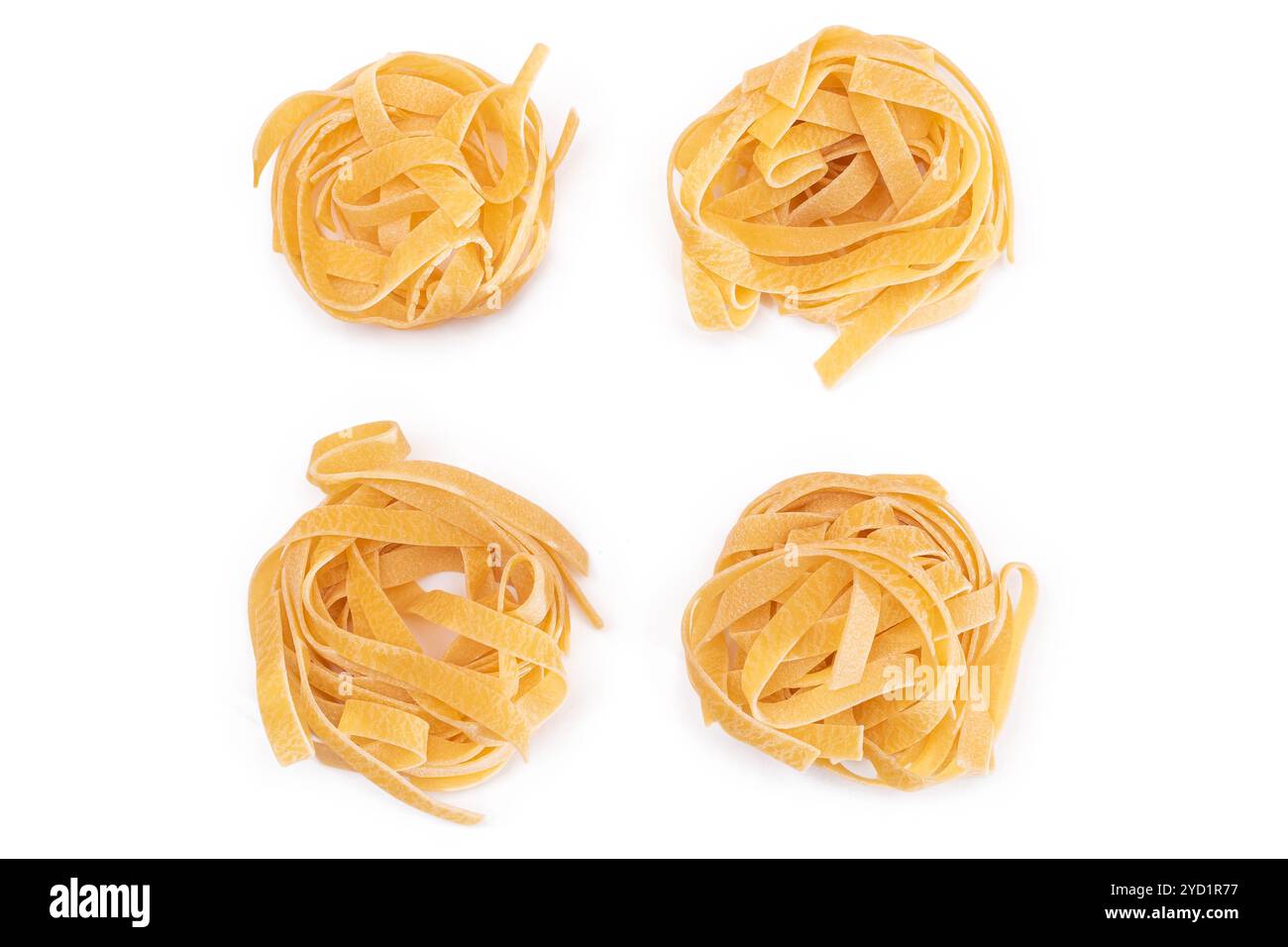 Four Classic Italian Raw Egg Fettuccine - Isolated on White Background ...