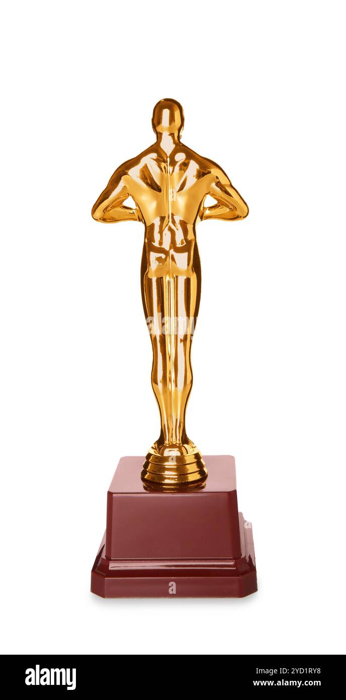 Golden trophy in shape of human figure isolated on white Stock Photo ...