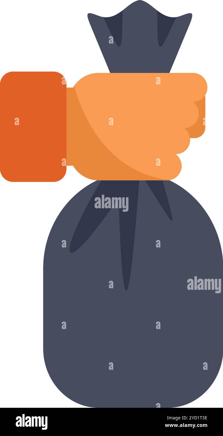 Hand is holding a trash bag, symbolizing waste disposal and ...