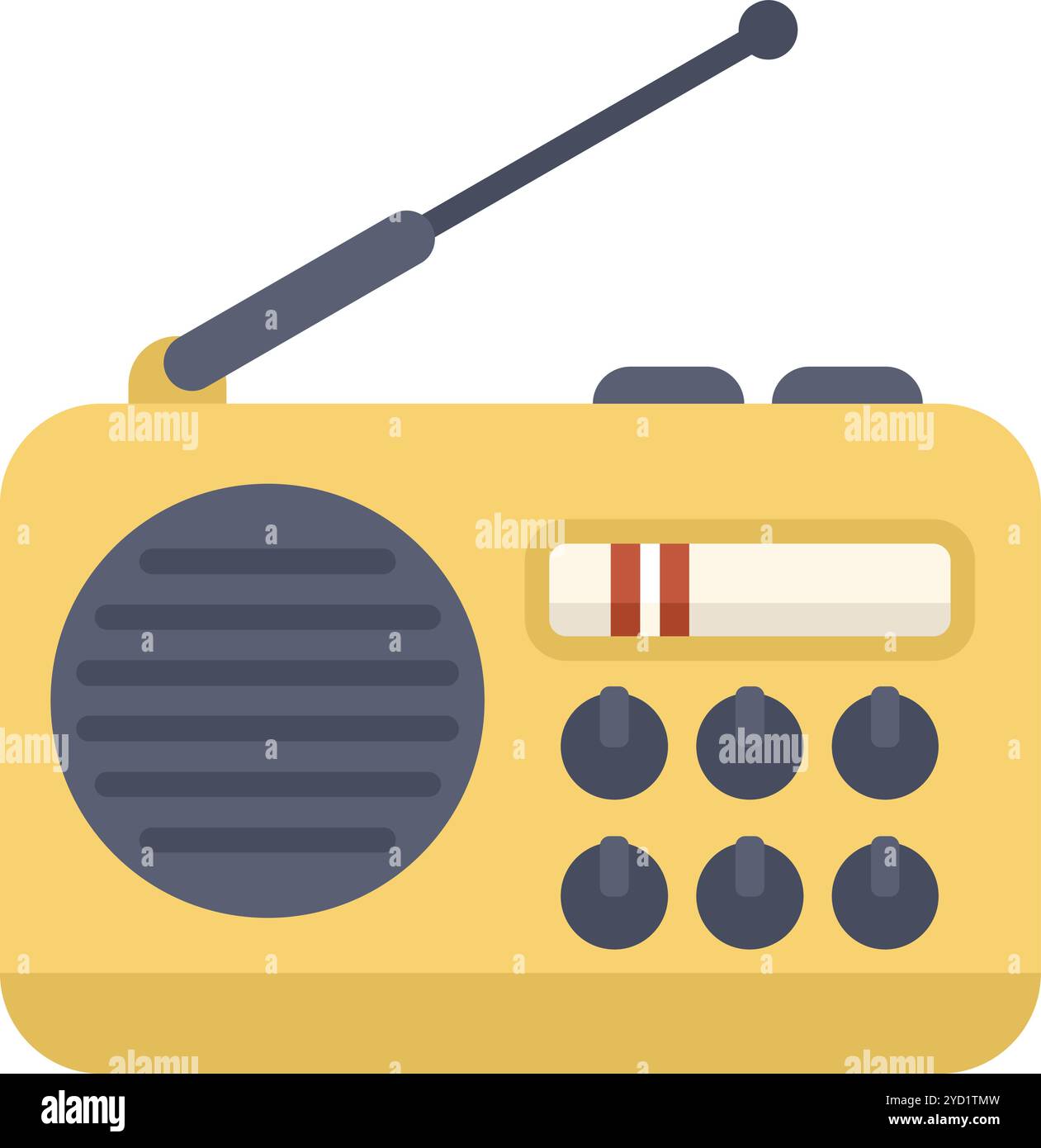 Vintage radio with an antenna extended, playing music on a frequency ...