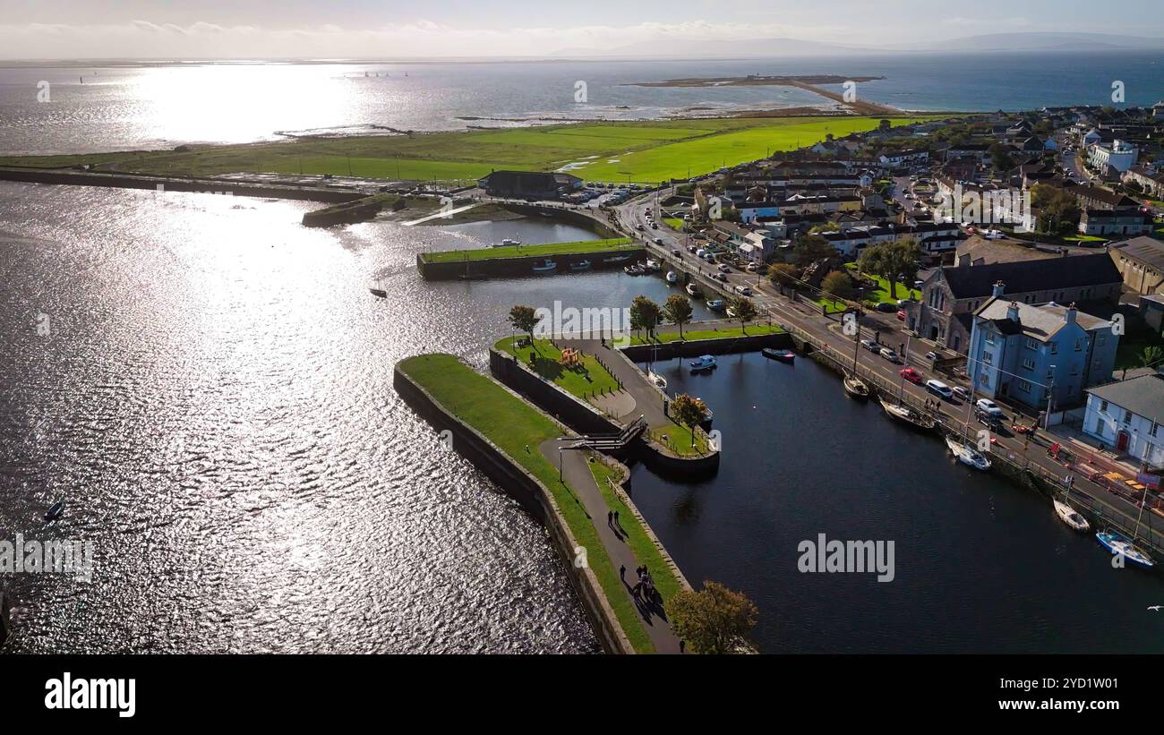 City of Galway Ireland aerial view over the Claddagh district ...