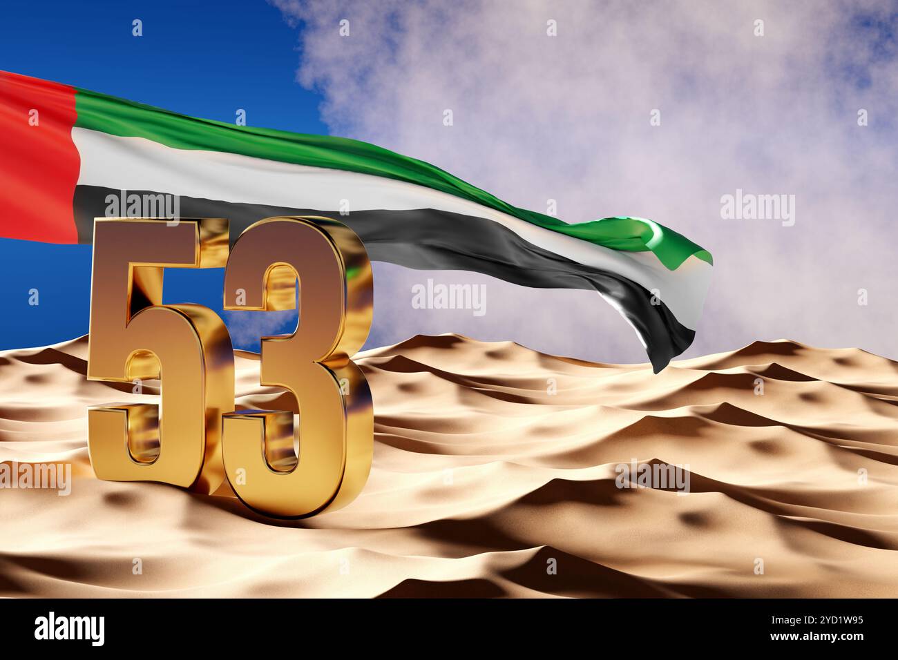 UAE's 53rd National Day Celebration Concept with UAE Flag, 3D ...