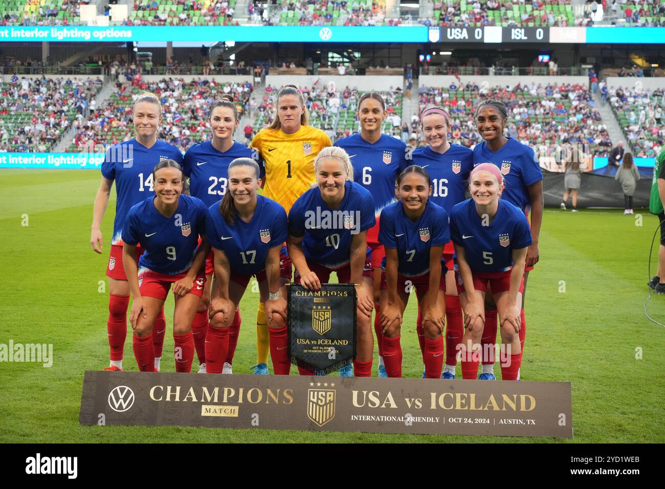 The U.S. Women's National Team (USWNT) poses before the first half of a ...