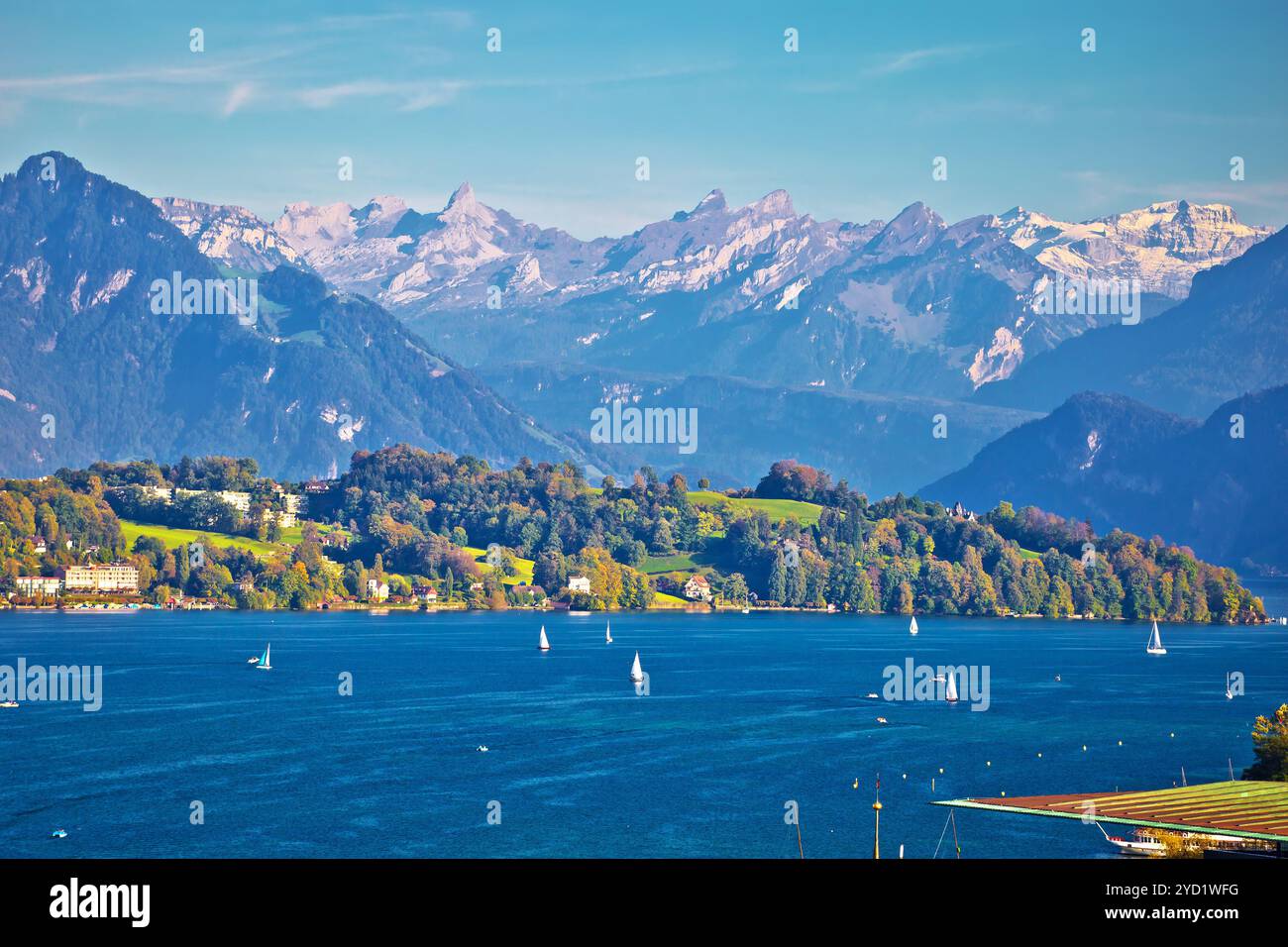 Lake Luzern sailing destination and Alpine peaks view, landscapes of ...