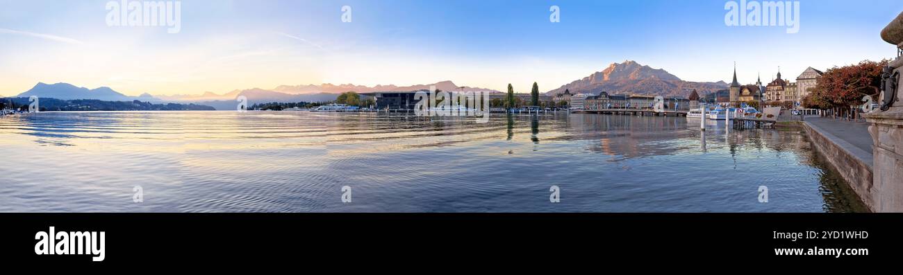 Colorful lake Luzern and town waterfront panoramic view Stock Photo - Alamy