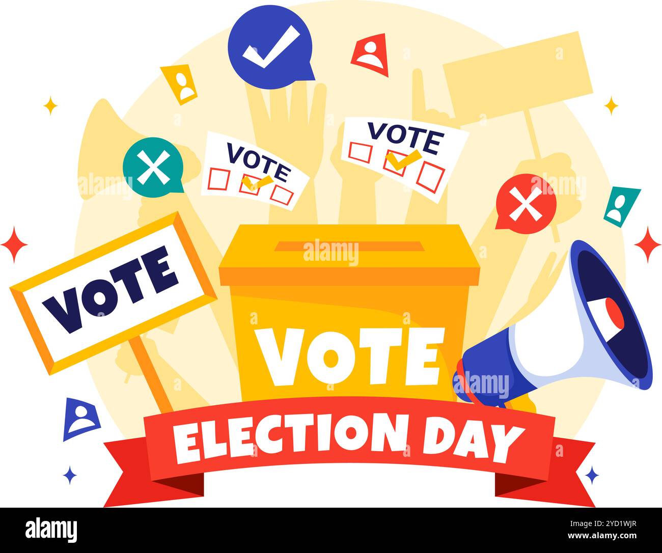 Election Day Political Vector Illustration featuring Voters Casting ...