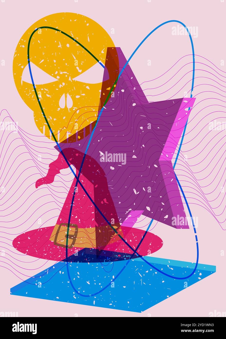 Risograph witch hat skull hi-res stock photography and images - Alamy