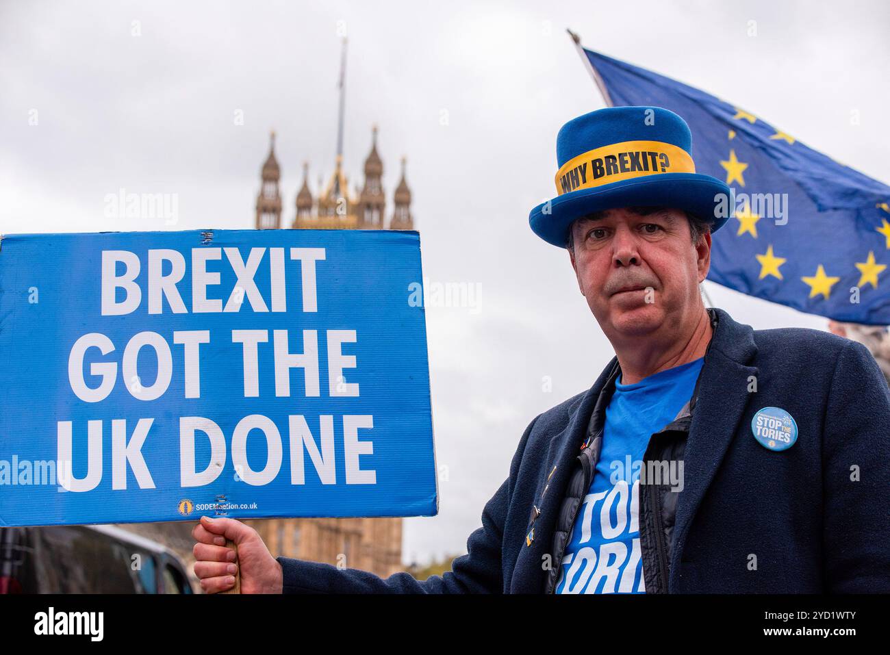 London, UK. 23rd Oct, 2024. British anti-Brexit activist, Steve Bray ...