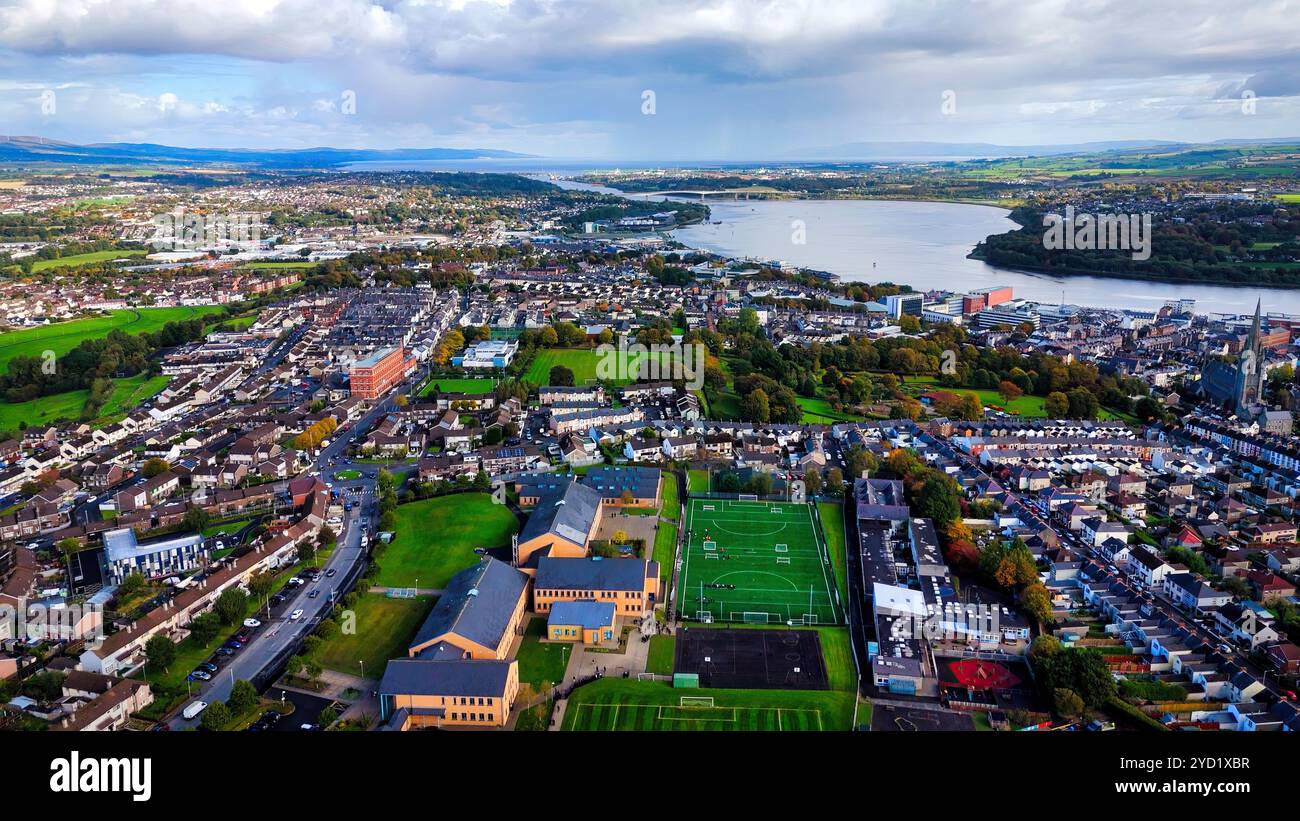 City of Derry aka Londonderry in Northern Ireland aerial view - A ...