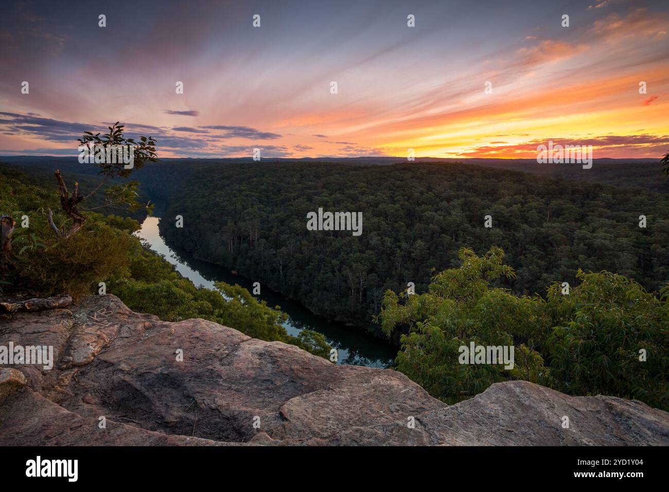 Nepean River and Nepean Gorge at a fiery vivid sunset Stock Photo - Alamy
