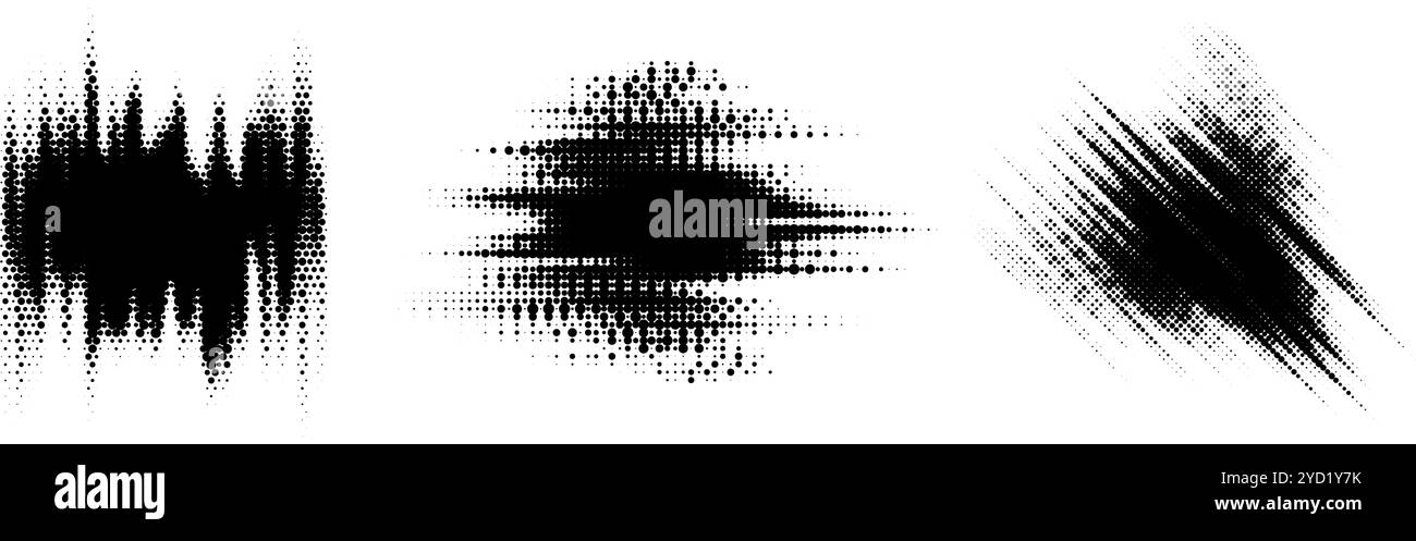 Glitch halftone line element set. Dotted texture diagonal form ...