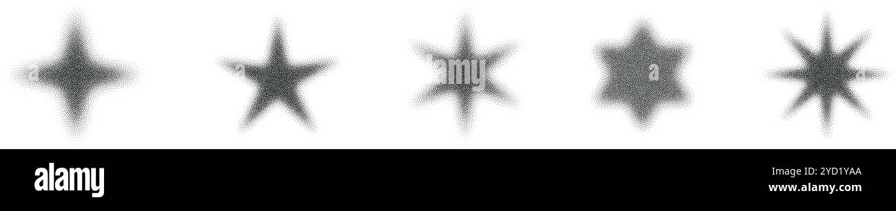 Halftone starburst with gradient dots and grainy noise effect. Abstract ...