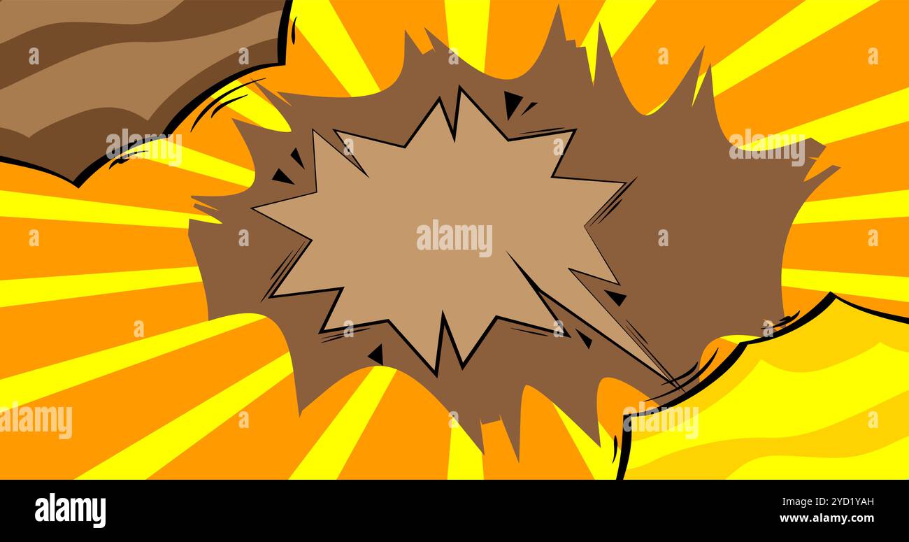 Cartoon brown and yellow background, comic book backdrop. Retro vector ...
