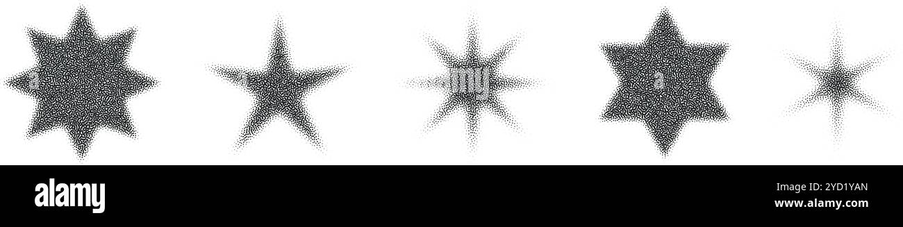 Halftone starburst with gradient dots and grainy noise effect. Abstract ...