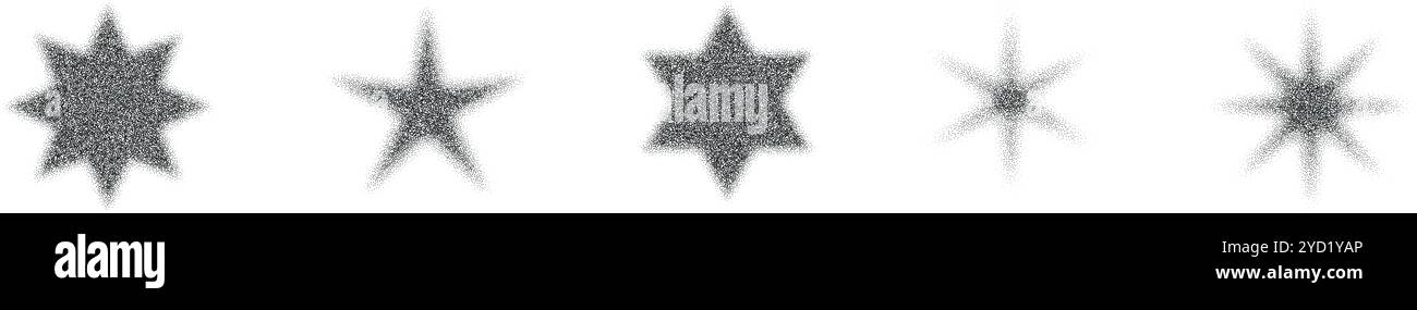Halftone star with dot gradient and burst effect. Grainy noise pattern ...