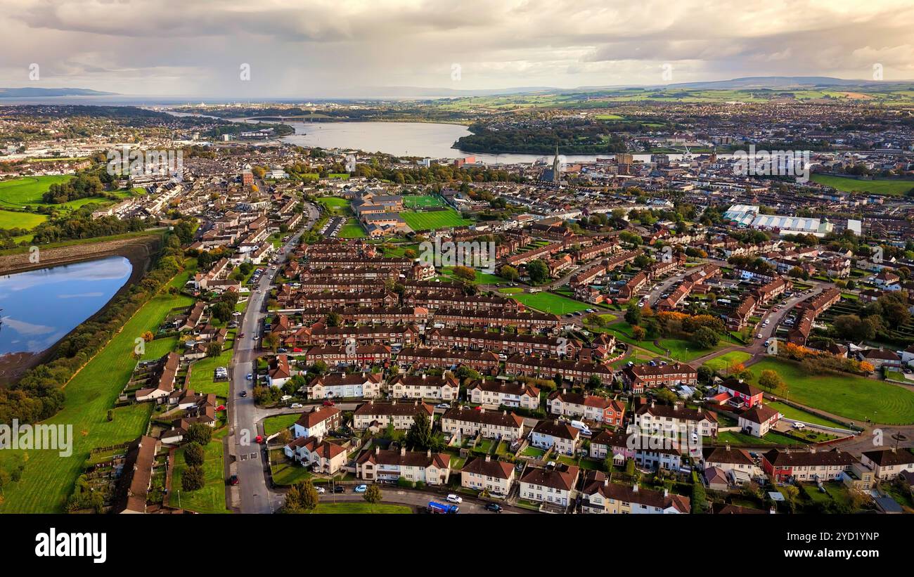 City of Derry aka Londonderry in Northern Ireland aerial view - A ...