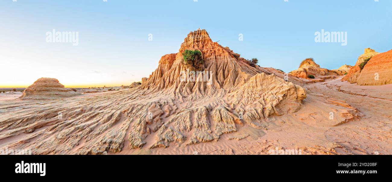 Eroded desert landforms scenic panorama in outback Australia Stock ...