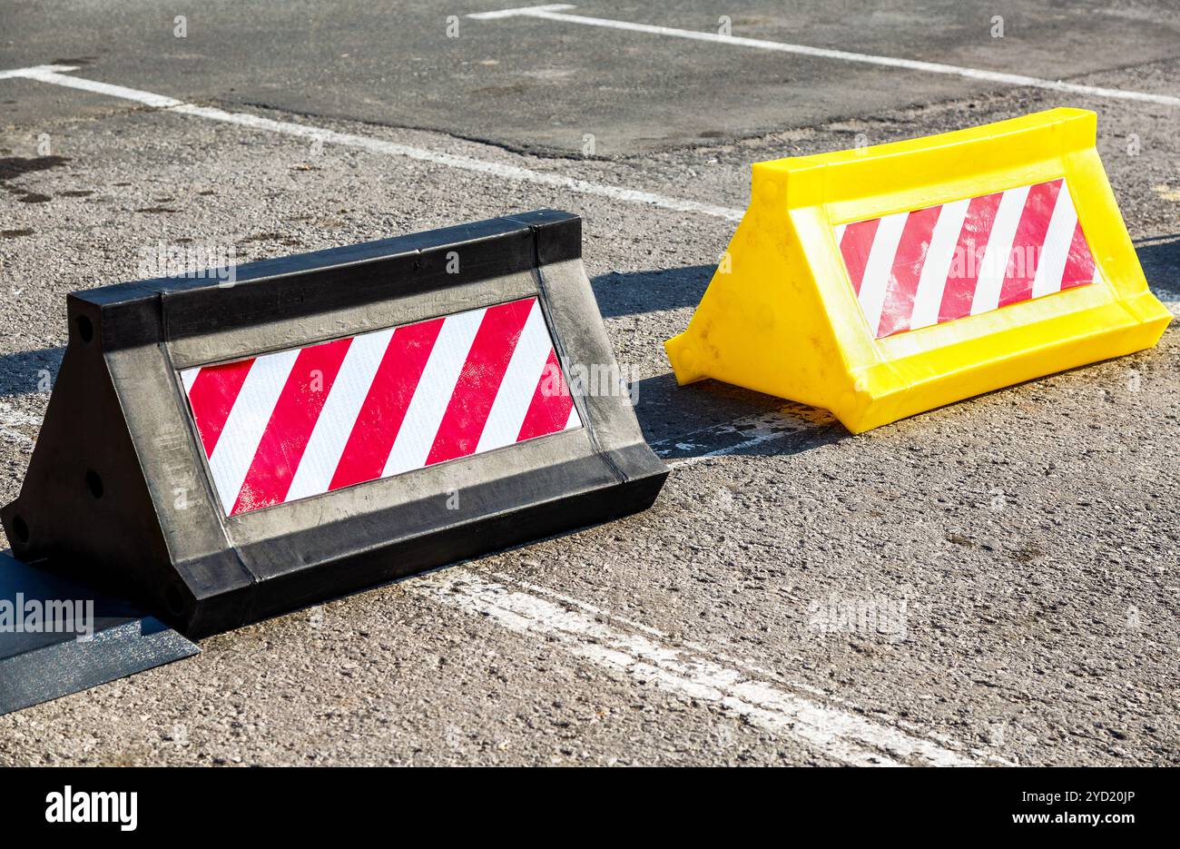 Road barrier with red and white striped caution pattern Stock Photo - Alamy