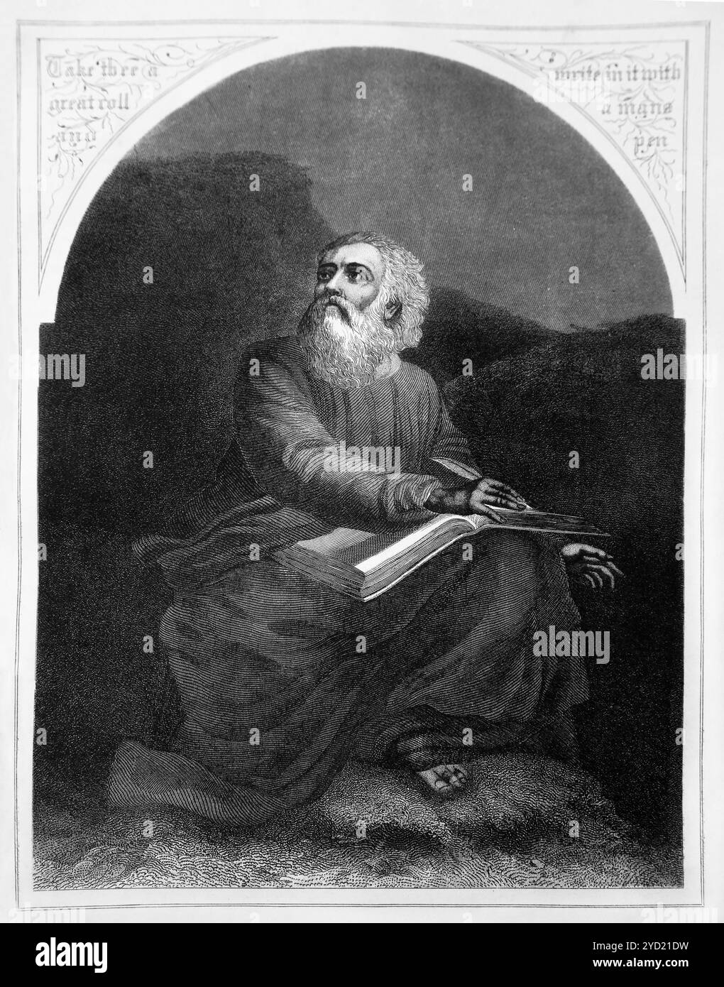 Engraving of the Prrrrophet Isaiah in Antique 1776 Edition of The National Illustrated Family ...