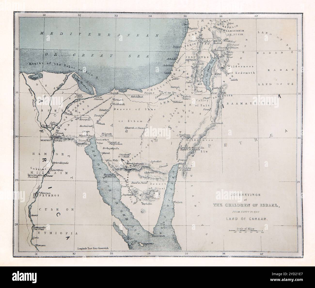 Antique map of the Journeyings of the Children of Israel from Egypt to the Land of Canaan 1776 ...