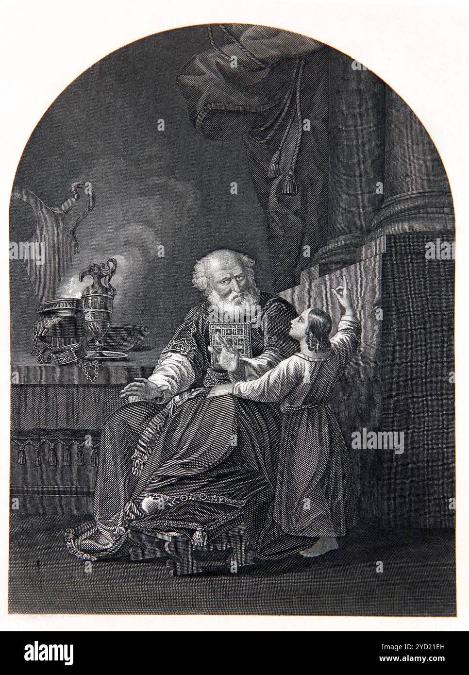 Young Samuel with the High Priest Eli at The Tabernacle in Antique 1776 ...