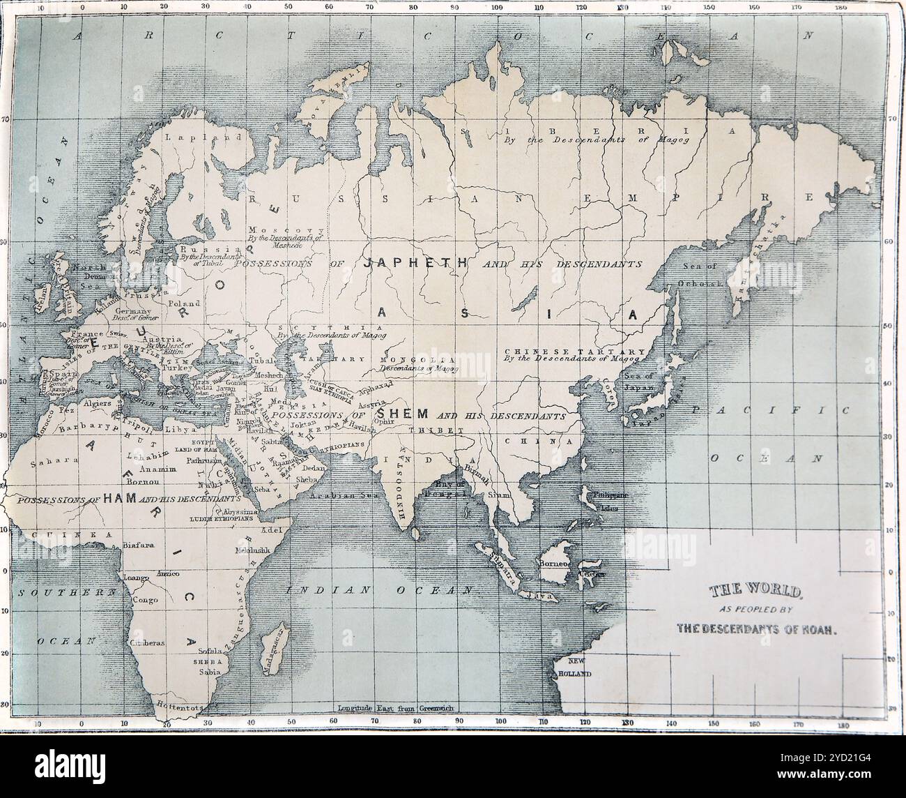 Antique map of The World As peopled by the Descendants of Noah in 1776 ...