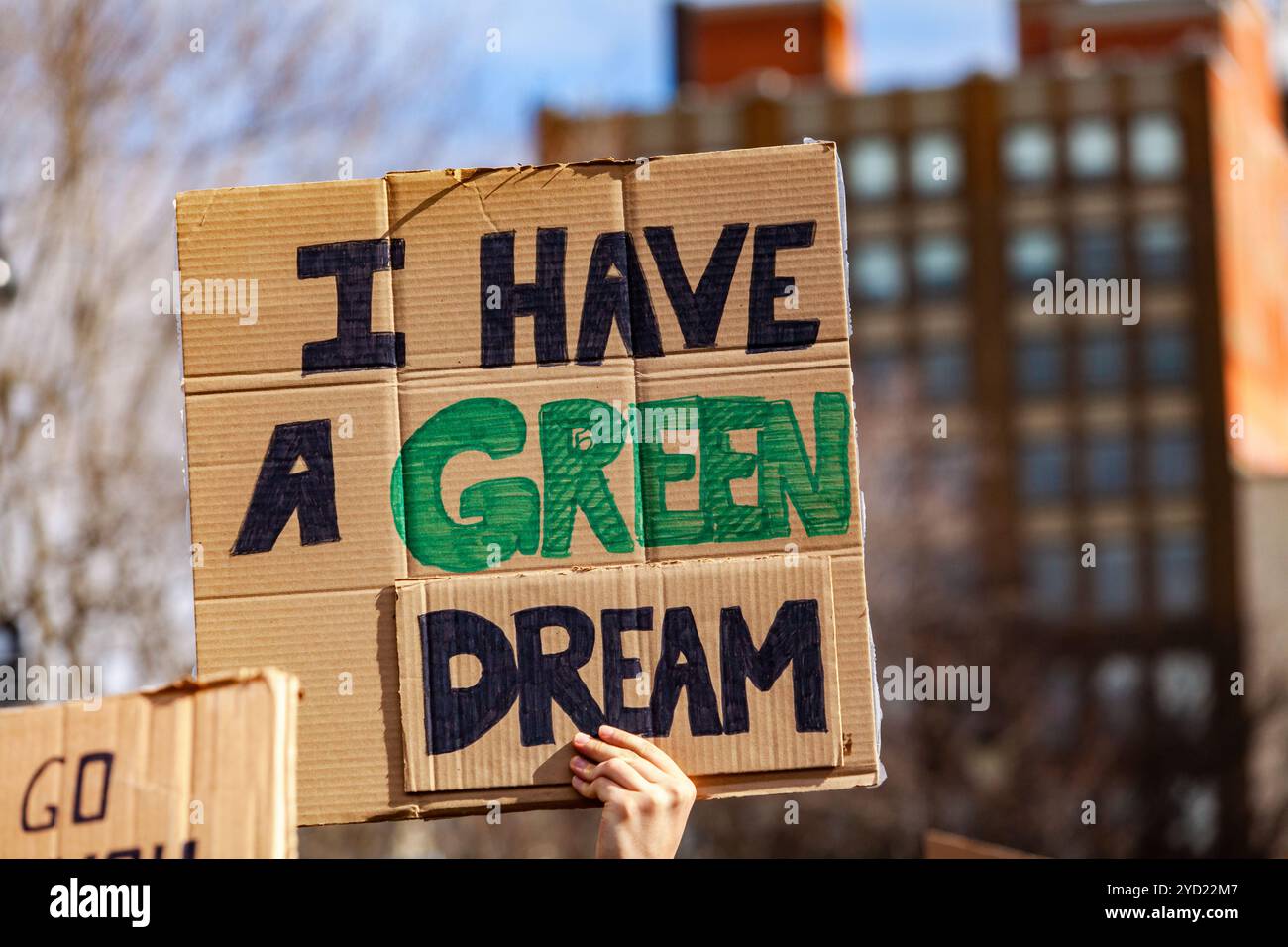 Ecological message at street rally Stock Photo - Alamy