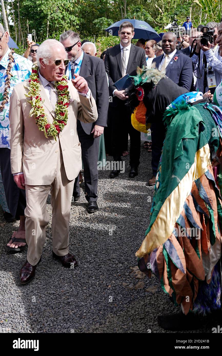 King Charles III meets a mascot of the national bird of Samoa, the ...